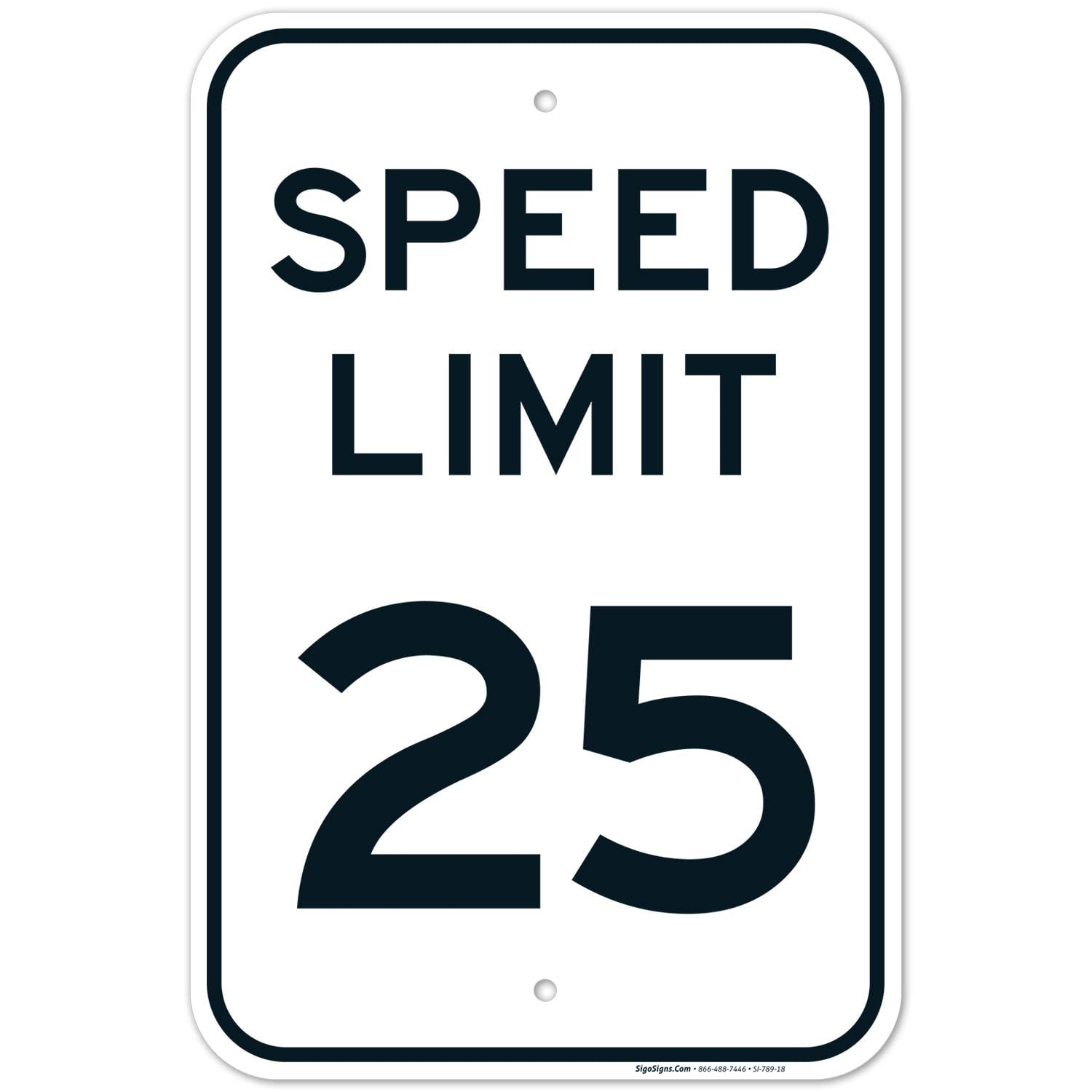 Speed Limit 25 MPH Sign, 12x16 Inches, 3M EGP Reflective .063 Aluminum ...