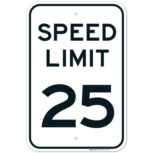 Speed Limit 25 MPH Sign, 12x16 Inches, 3M EGP Reflective .063 Aluminum ...