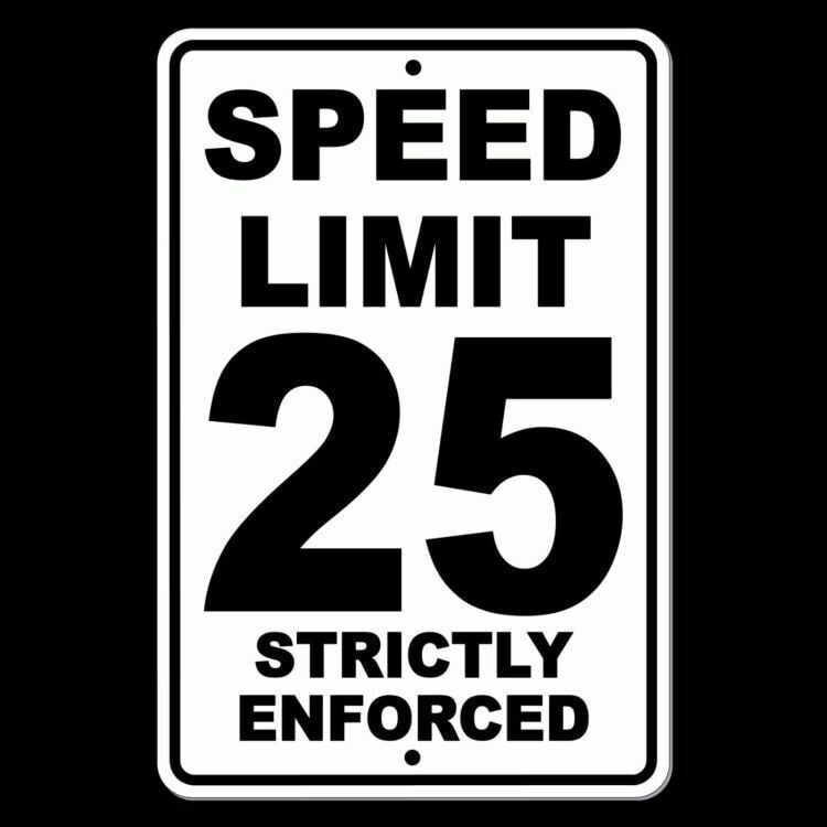 Speed Limit 25 Strictly Enforced Sign Metal Aluminum MPH slow WARNING ...