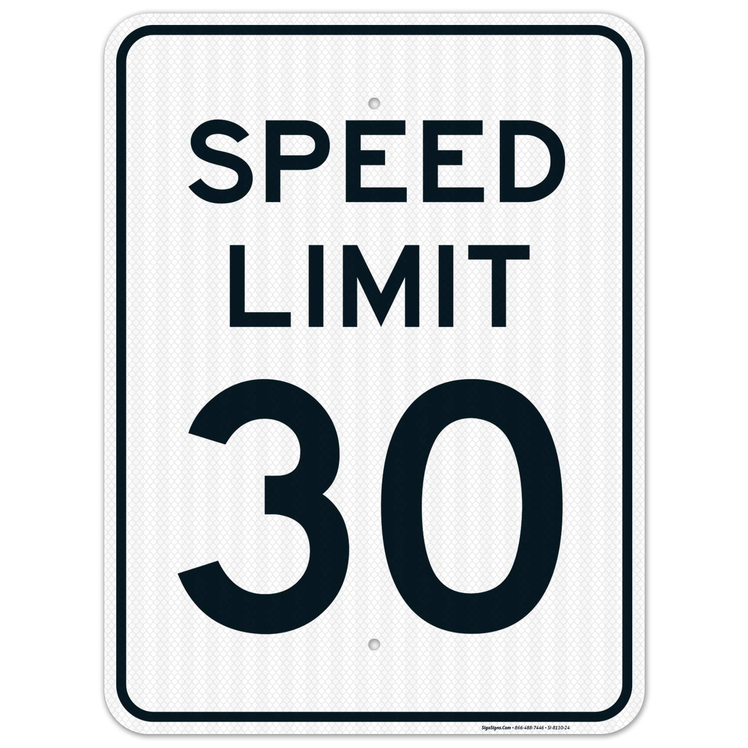 Speed Limit 30 Board, 18x24 Inches, 3M EGP Reflective .080 Aluminum ...