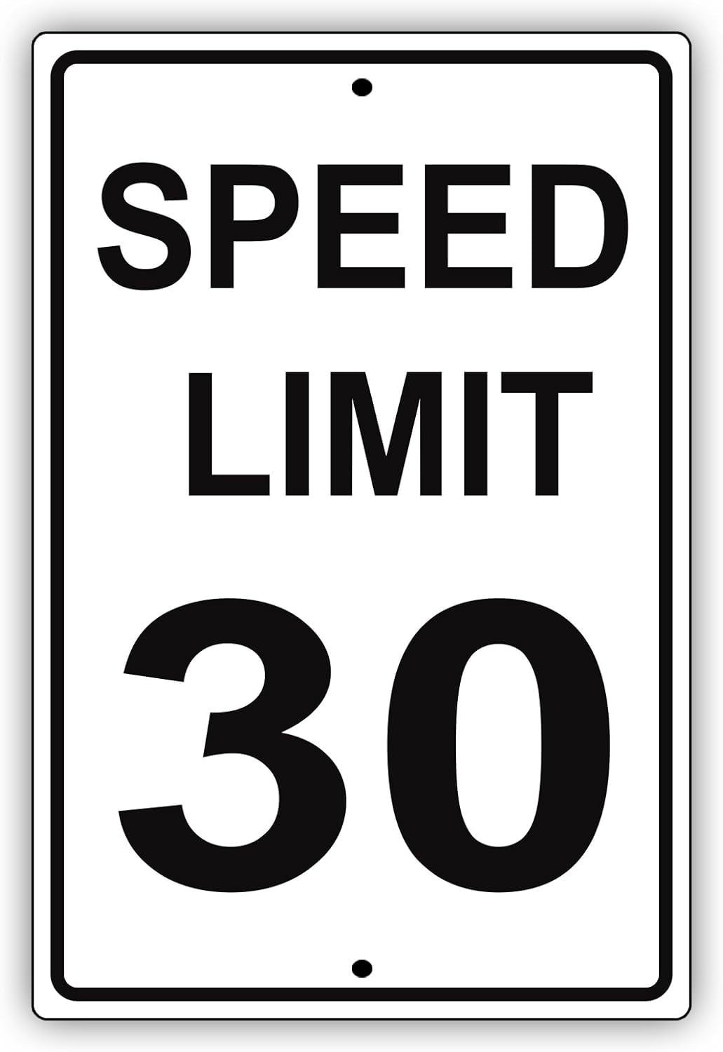 Speed Limit 30 MPH Miles Per Hour Black Letters Zone Slow Down Speeding ...