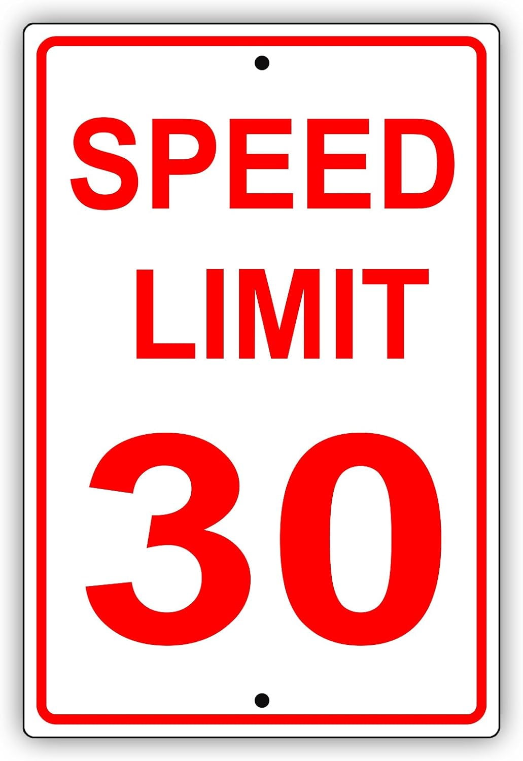 Speed Limit 30 MPH Miles Per Hour Red Letters Zone Slow Down Speeding ...