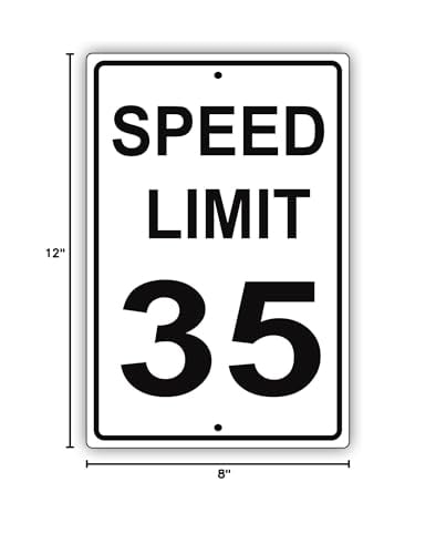 Speed Limit 35 MPH Miles Per Hour Black Letters Zone Slow Down Speeding ...