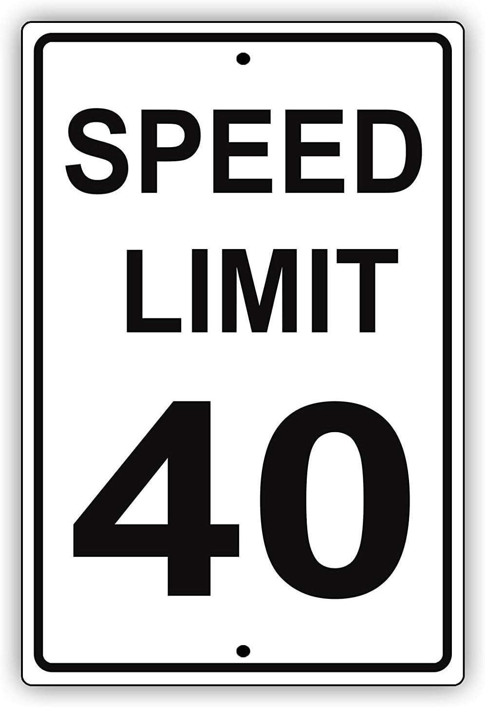 Speed Limit 40 MPH Miles per Hour Black Letters Zone Slow Down Speeding ...