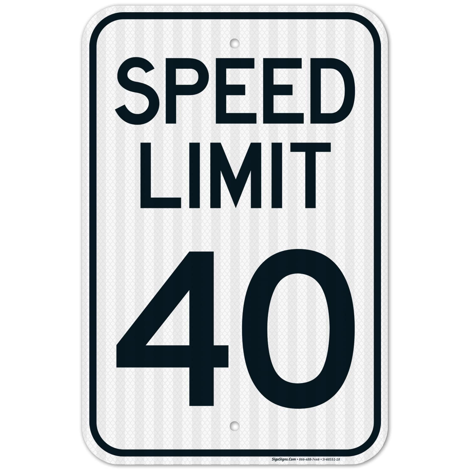Speed Limit 40 Mph Sign, 8x12 Inches, Rust Free .040 Aluminum, Fade ...