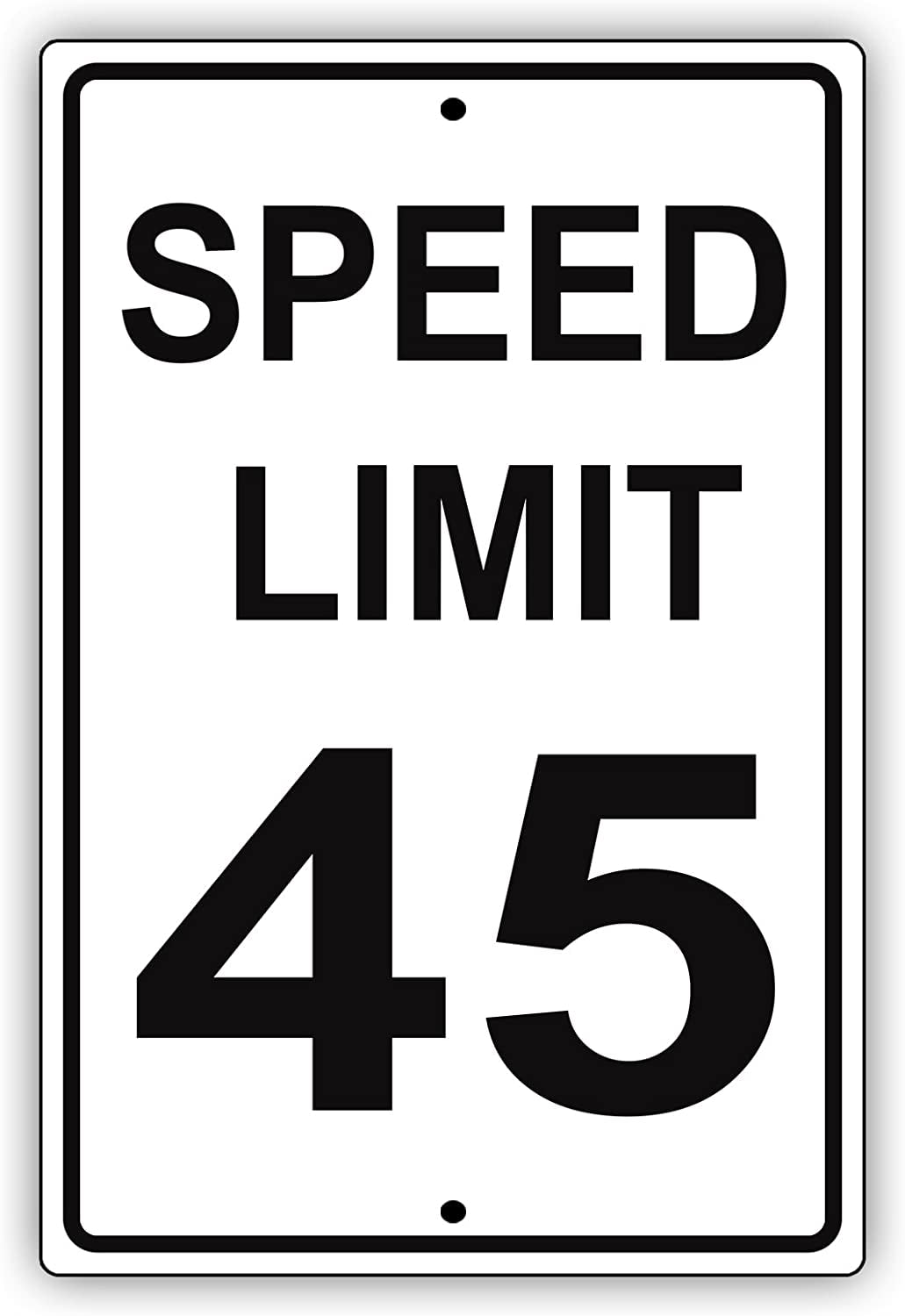 Speed Limit 45 MPH Miles Per Hour Black Letters Zone Slow Down Speeding ...