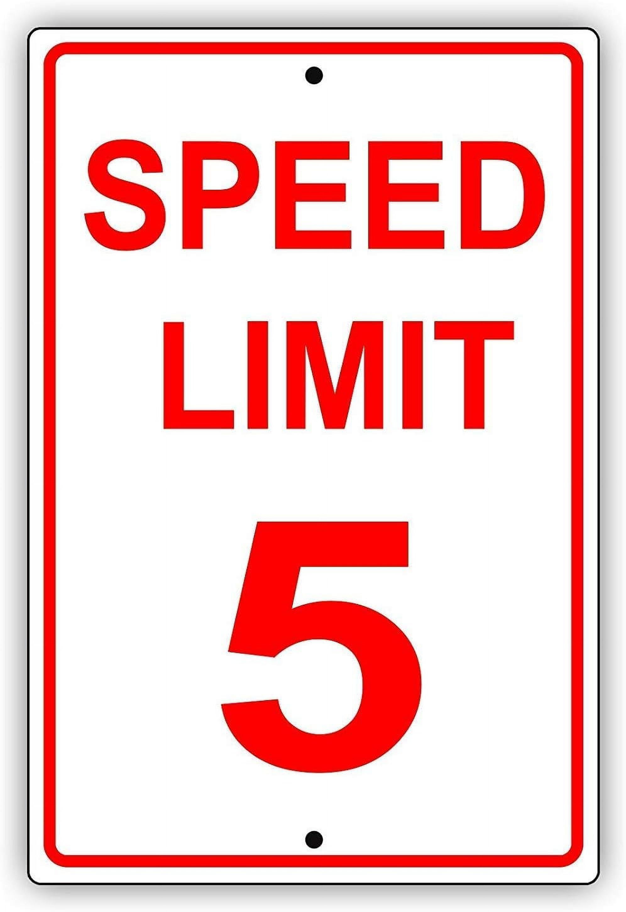 Speed Limit 5 MPH Miles per Hour Red Letters Zone Slow Down Speeding ...