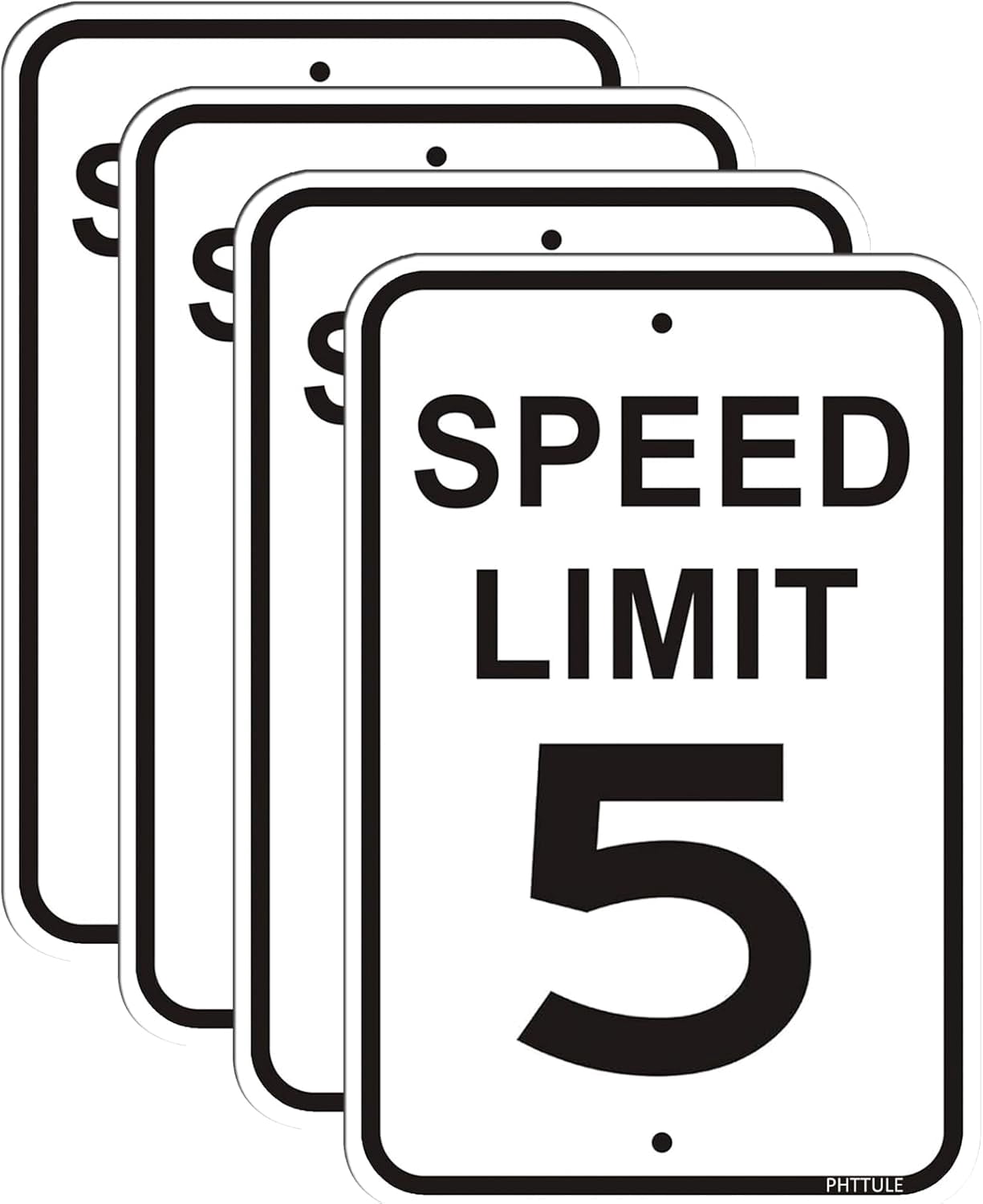 Speed Limit 5 MPH Sign 4 Pack, 12 x 18 inches Slow Down Caution Sign ...