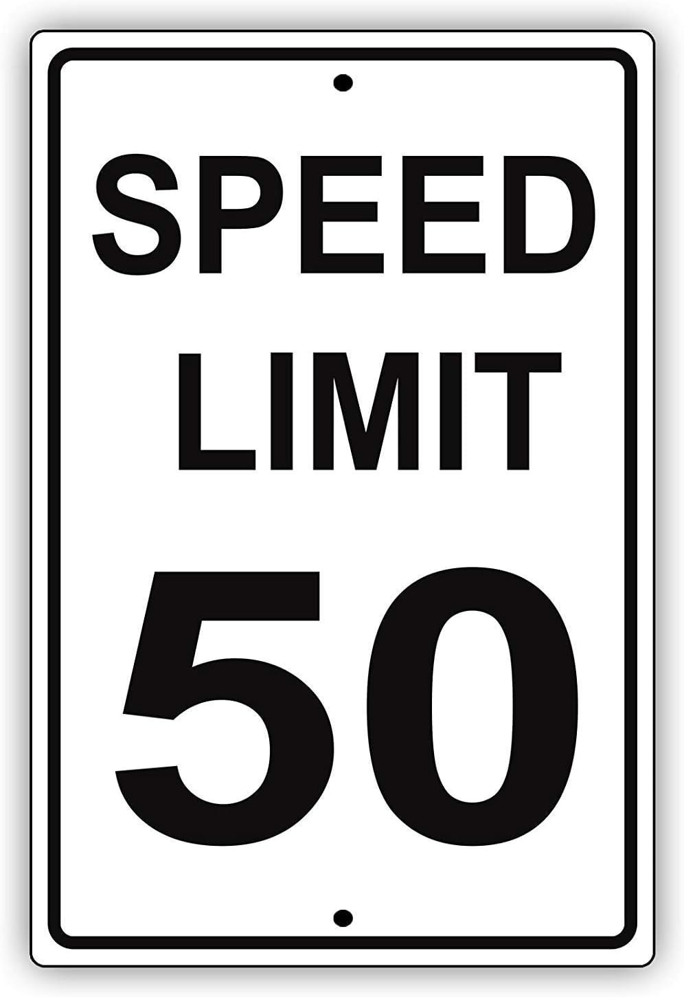 Speed Limit 50 MPH Miles per Hour Black Letters Zone Slow Down Speeding ...