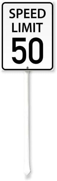 Speed Limit 50 Sign with Stake | 21.6" Tall Sign & Stake Kit Sign For ...