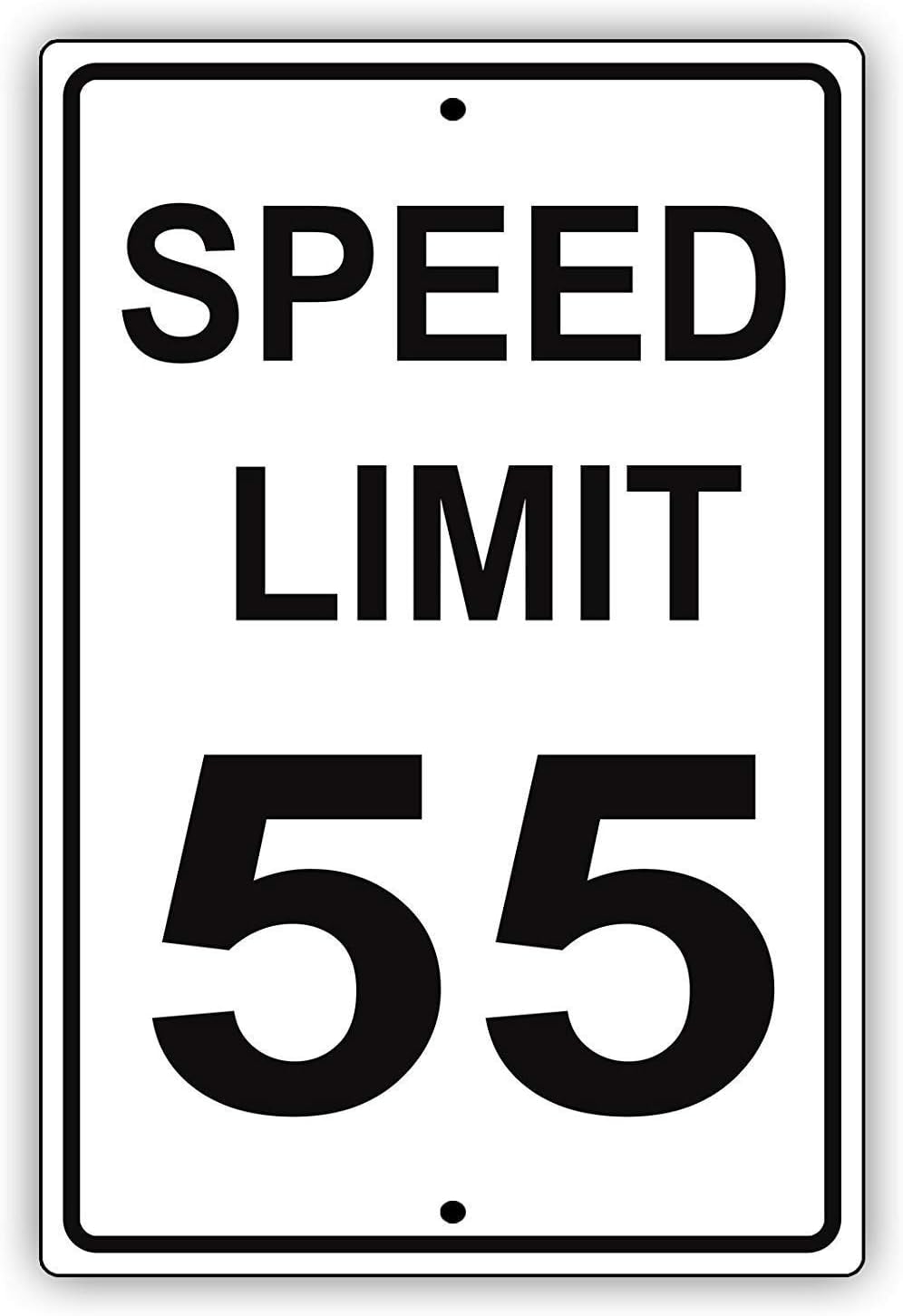 Speed Limit 55 MPH Miles per Hour Black Letters Zone Slow Down Speeding ...