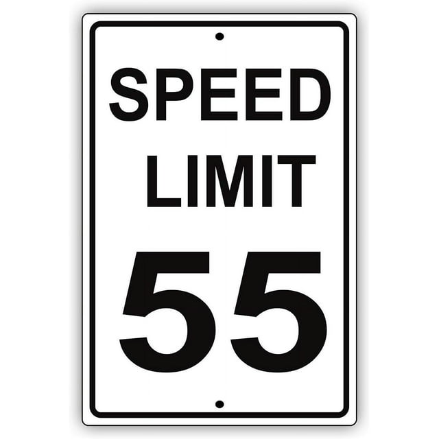 Speed Limit 55 Mph Miles Per Hour Black Letters Zone Slow Down Speeding ...
