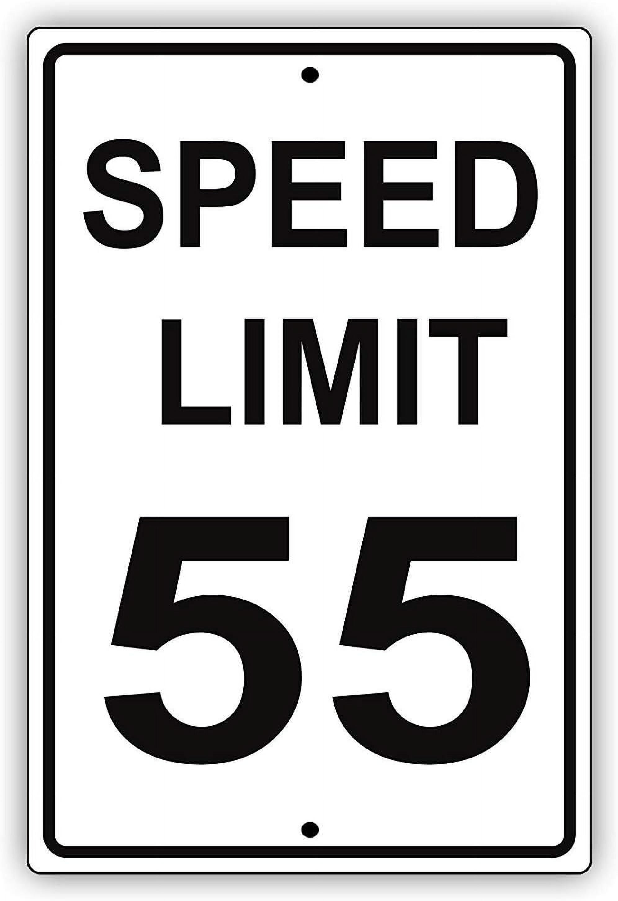 Speed Limit 55 MPH Miles per Hour Black Letters Zone Slow Down Speeding ...