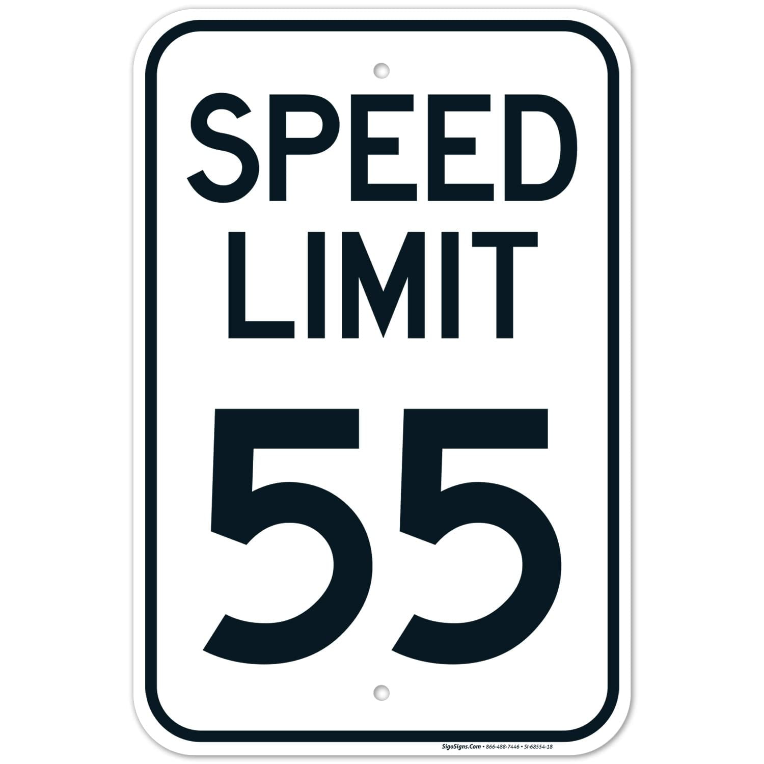Speed Limit 55 Mph Sign, 16x12 Inches, Rust Free .040 Aluminum, Fade ...