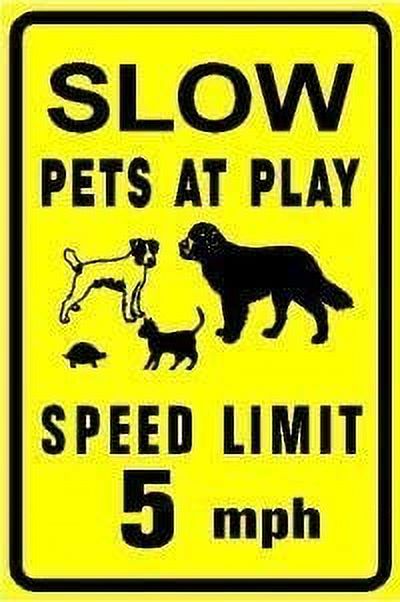 Speed Limit 5MPH Slow Down Pets at Play Dog Cat Turtle Animal Sign ...