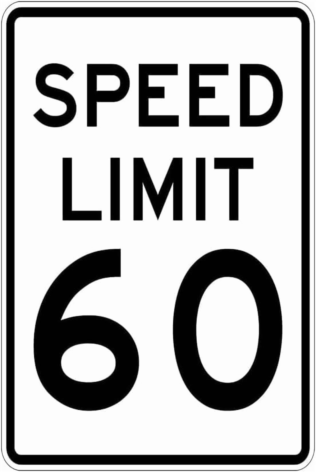 Speed Limit 60 MPH Sign Wall Mount Warning Traffic Minimalist Style For ...