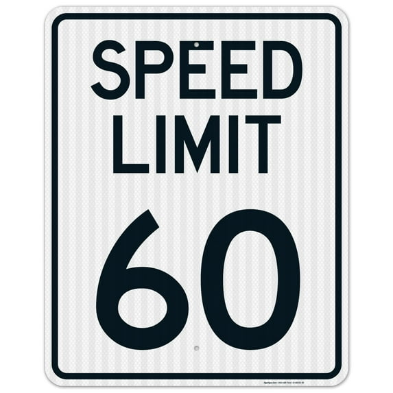 Speed Limit 60 Mph Sign, 24x30 Inches, 3M EGP Reflective .080 Aluminum ...