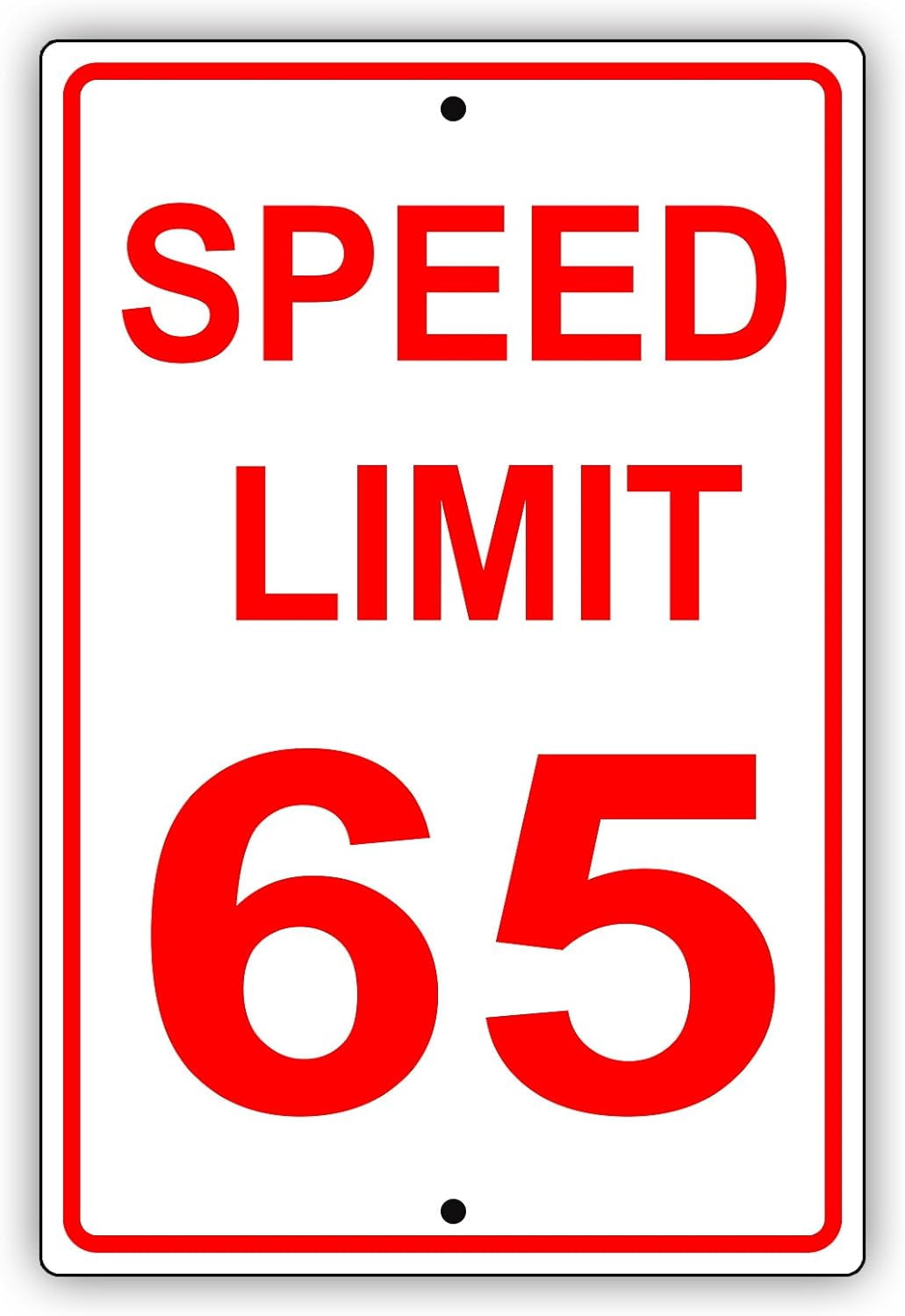 Speed Limit 65 MPH Miles Per Hour Red Letters Zone Slow Down Speeding ...