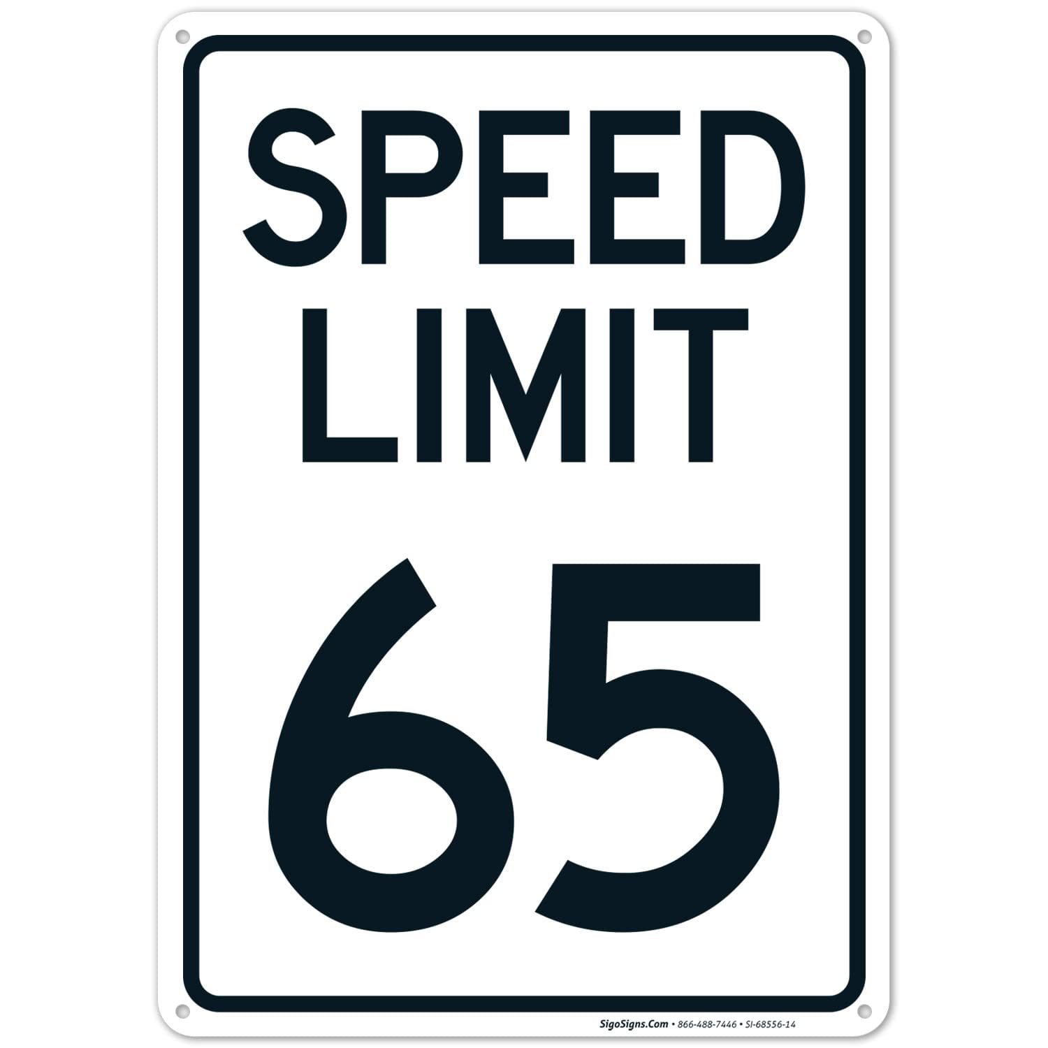 Speed Limit 65 Mph Sign, 12x8 Inches, 3M EGP Reflective .063 Aluminum ...