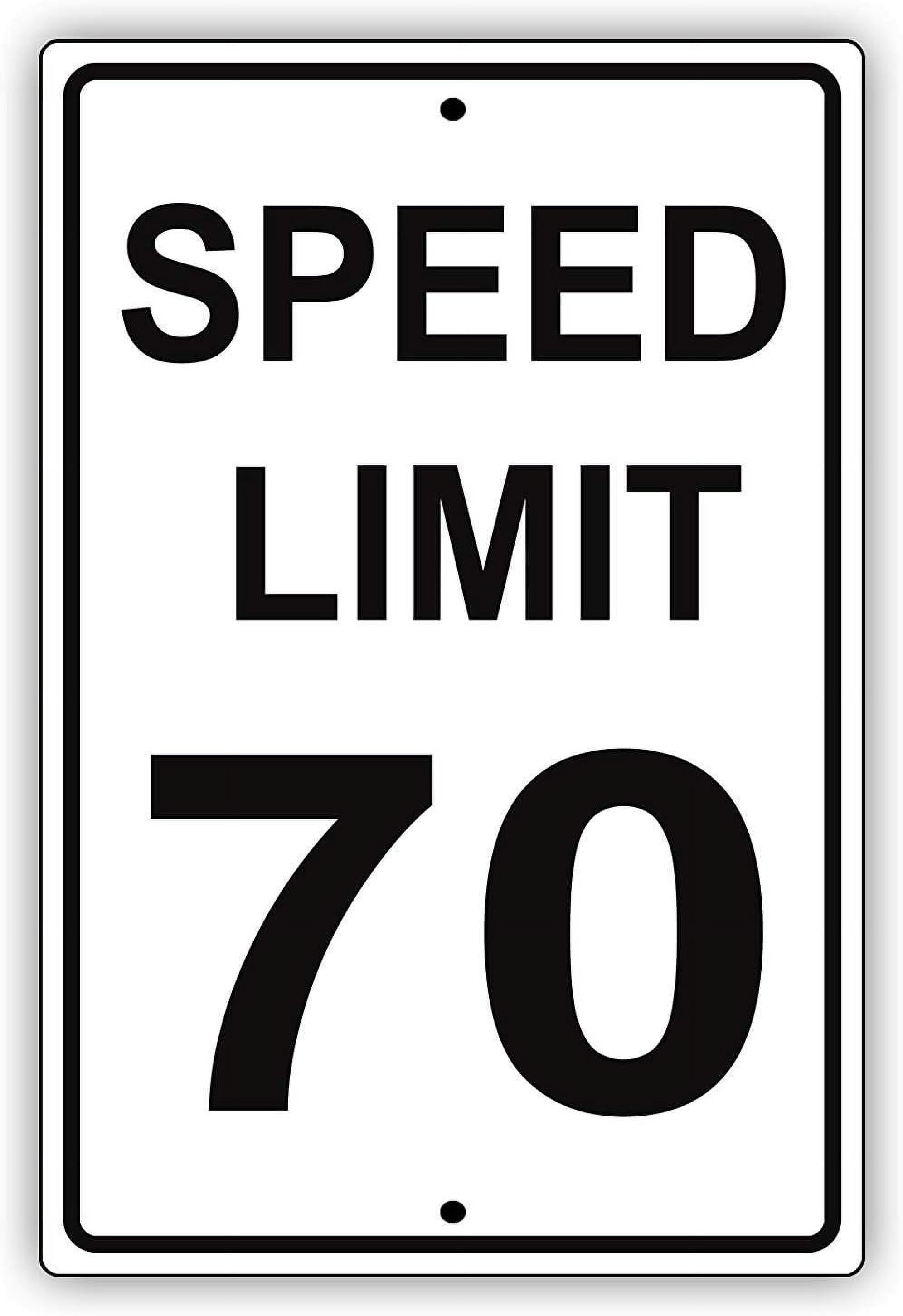 Speed Limit 70 MPH Miles per Hour Black Letters Zone Slow Down Speeding ...