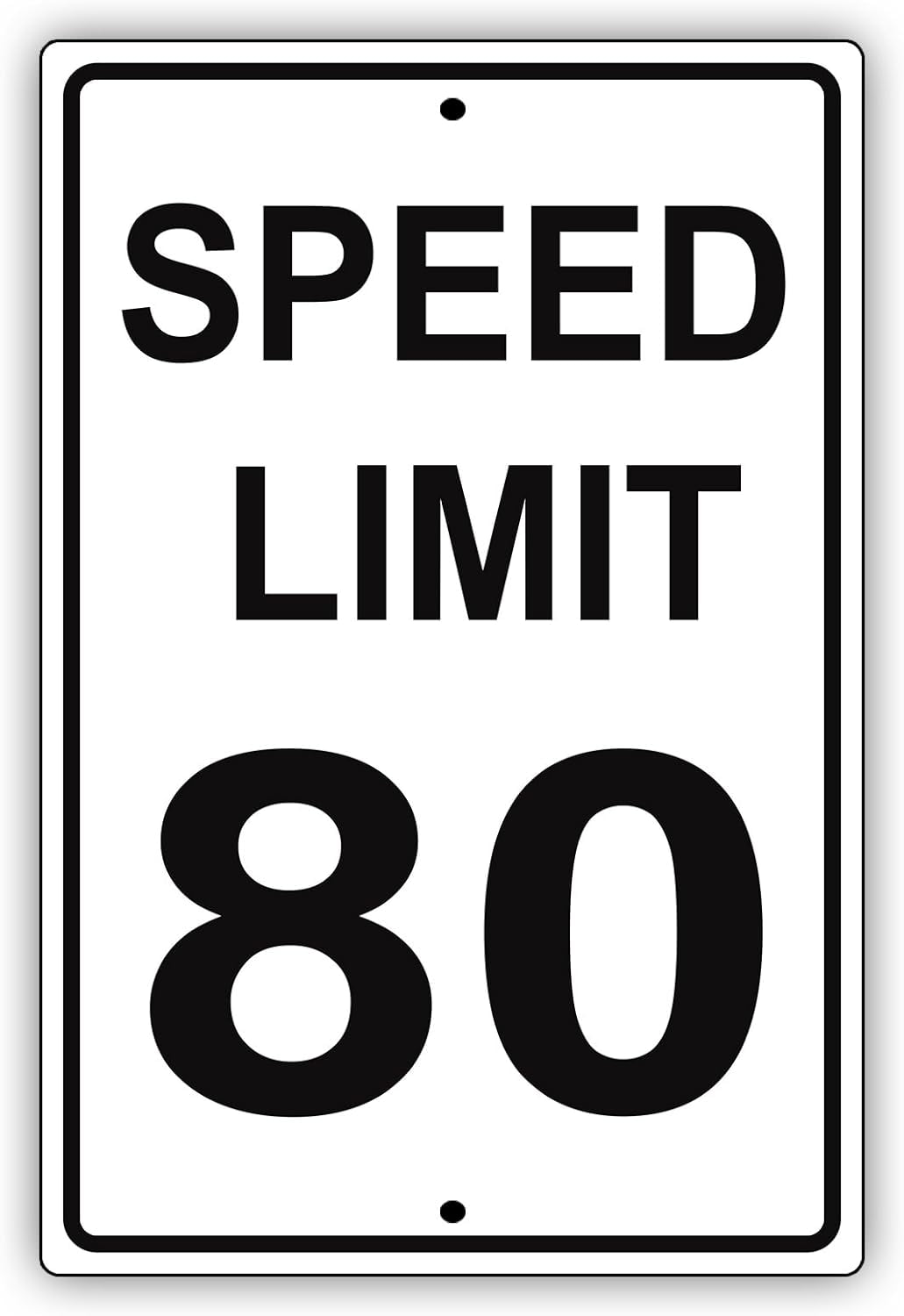 Speed Limit 80 MPH Miles Per Hour Black Letters Zone Slow Down Speeding ...