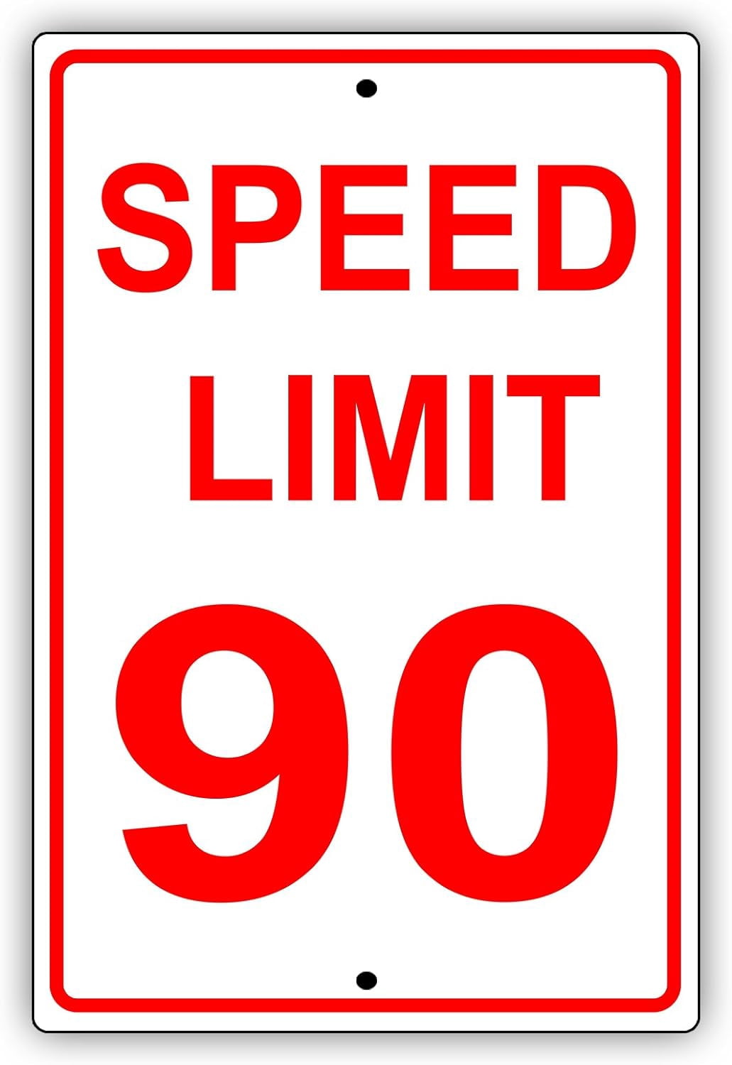 Speed Limit 90 MPH Miles Per Hour Red Letters Zone Slow Down Speeding ...