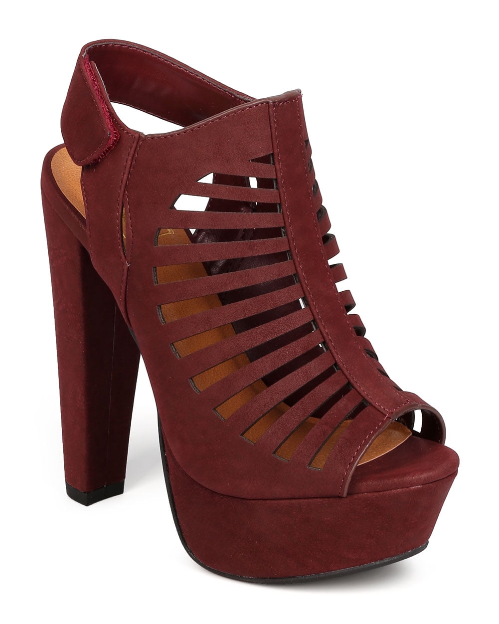 Speed Limit 98 EE50 Women Nubuck Peep Toe Caged Platform Hook and Loop ...