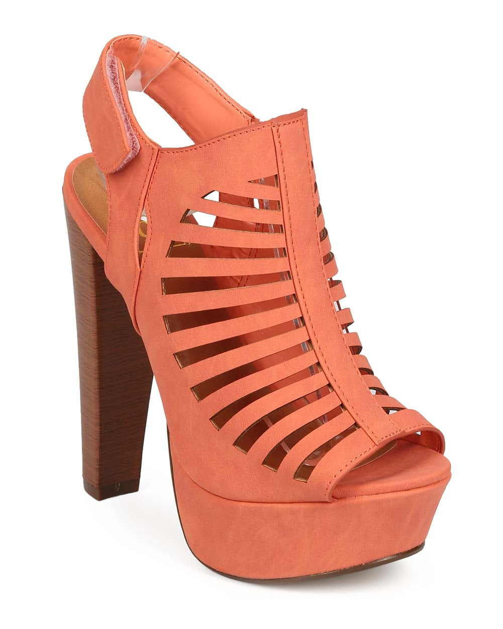 Speed Limit 98 EE50 Women Nubuck Peep Toe Caged Platform Hook and Loop ...