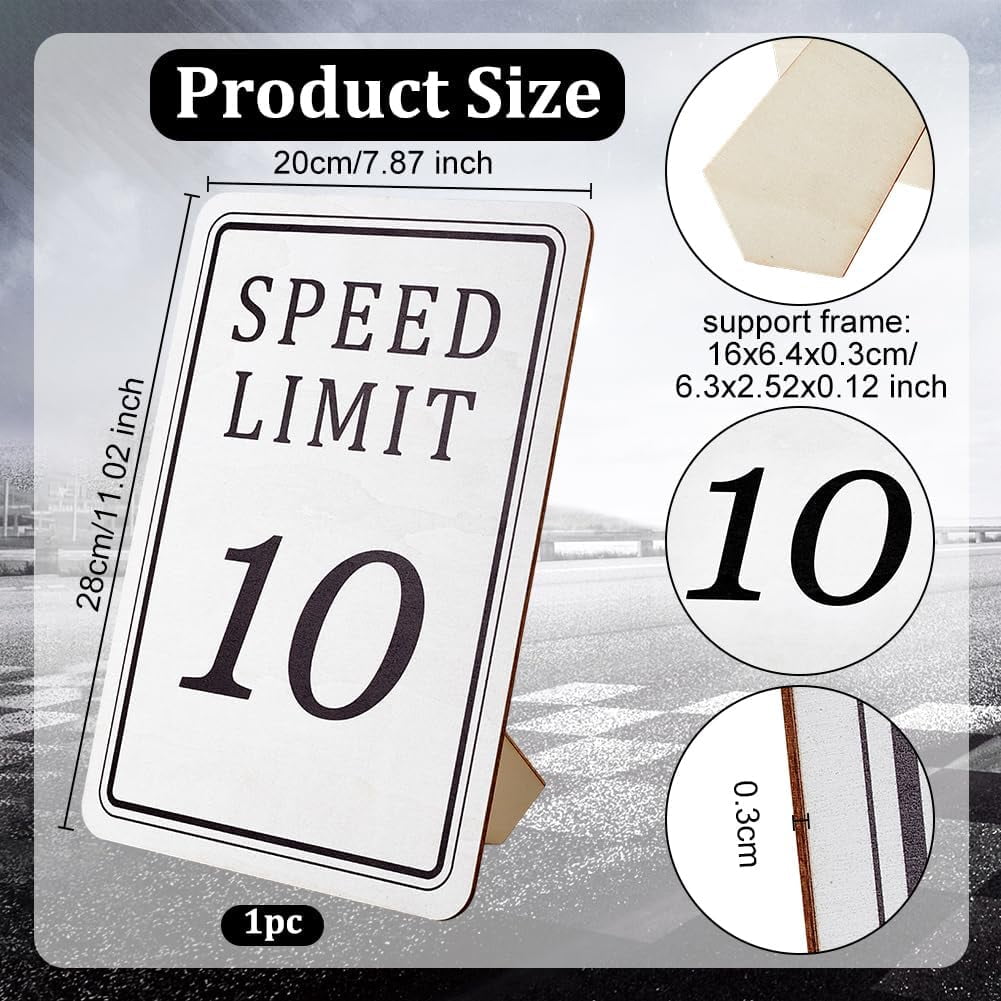 Speed Limit Sign Racing Speed Limit 10 Sign 8x11 inch Wood Traffic Sign ...