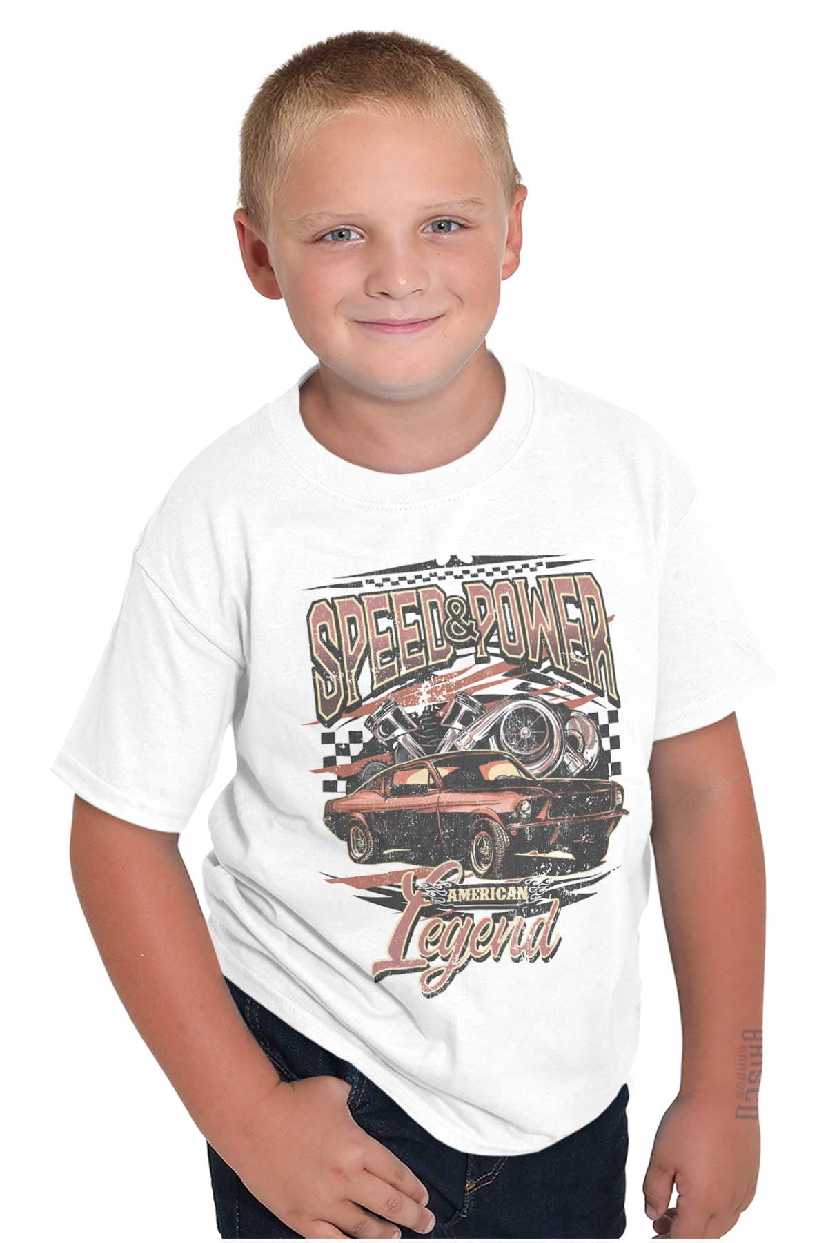 Speed Power American Legend Racecar Crewneck T Shirts Boy Girl Teen ...
