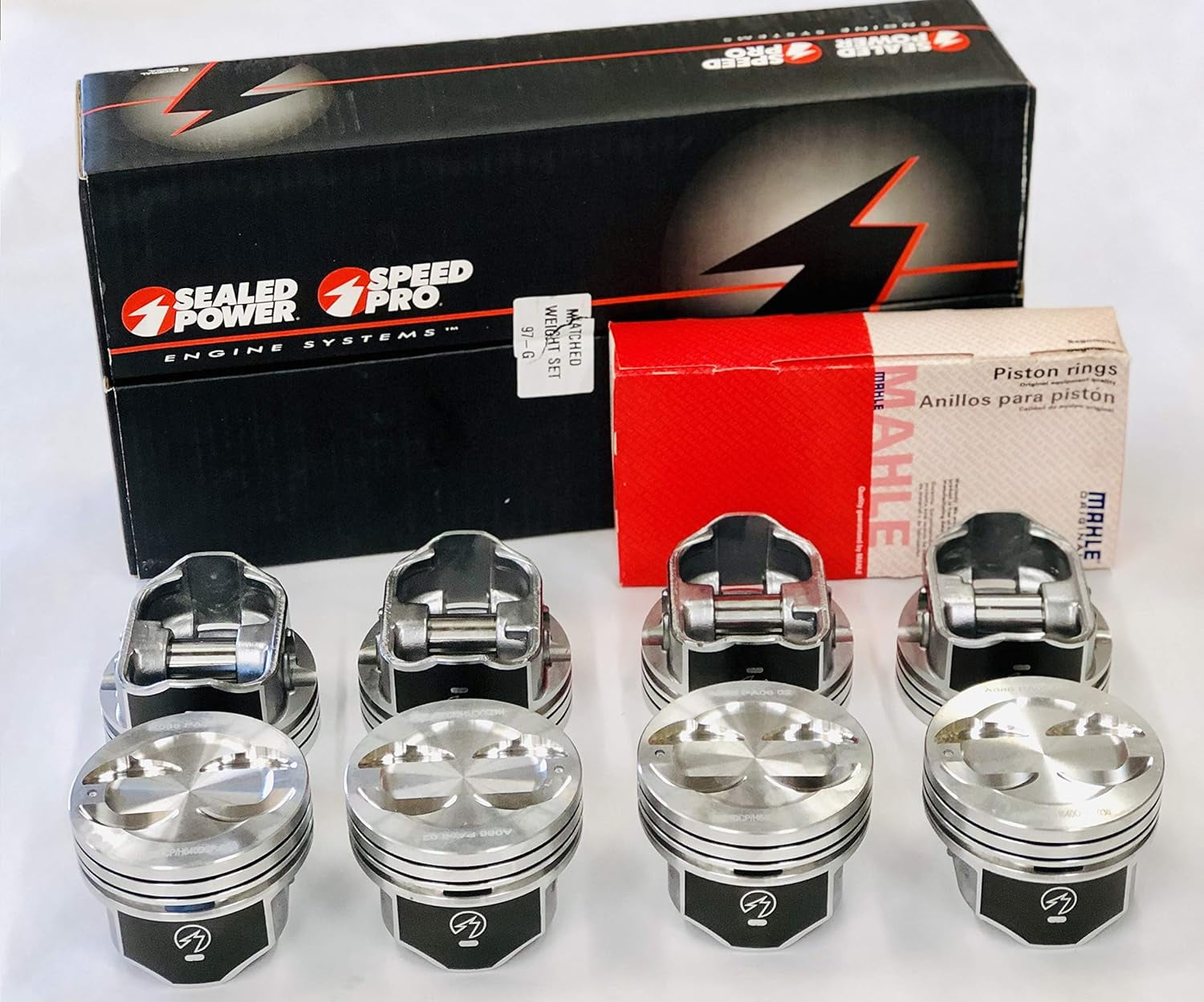 Speed Pro Coated Skirt Dish Pistons & Moly Rings compatible with ...