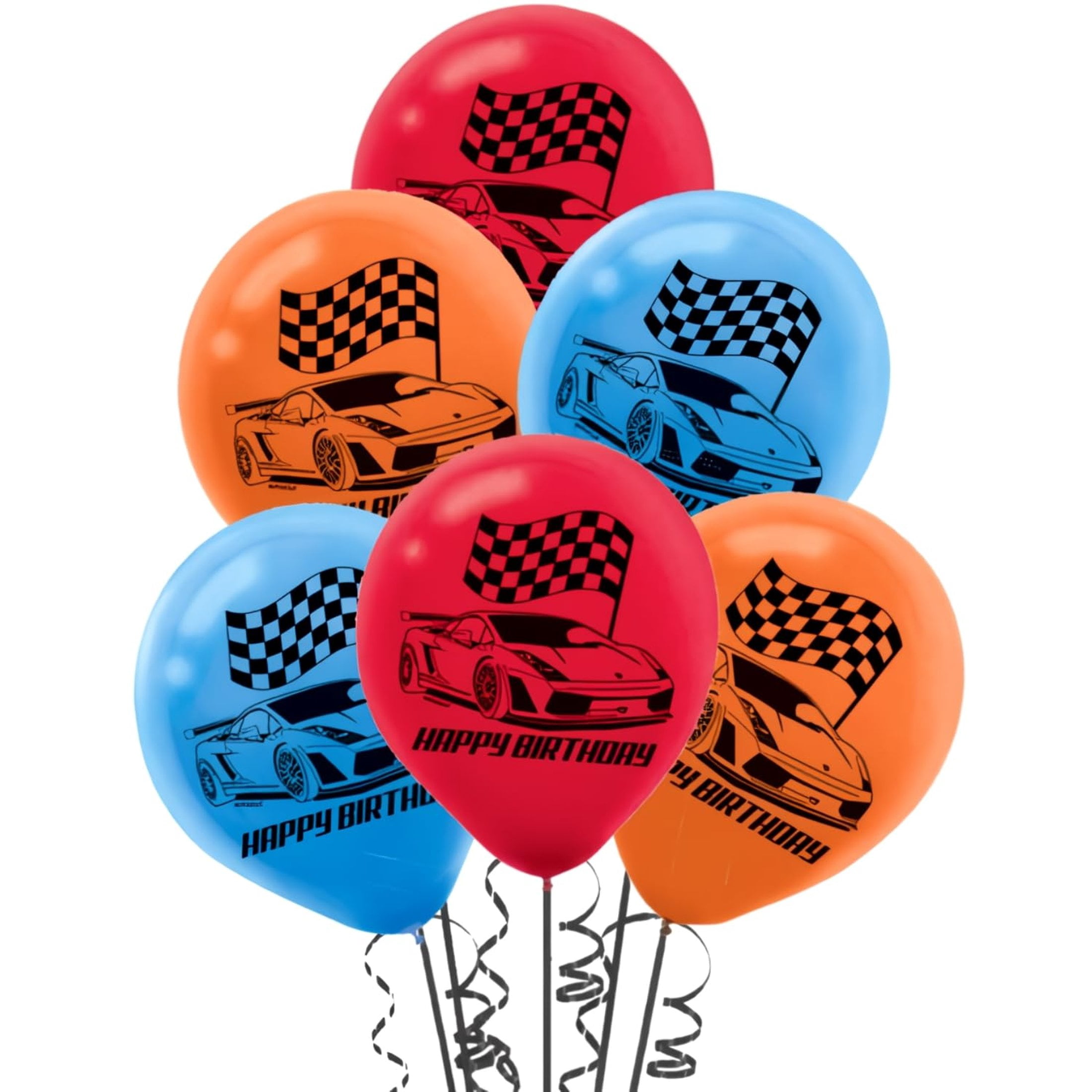 Speed Racer Burst Balloons - 6 Pack of 12" Latex Balloons in Assorted ...