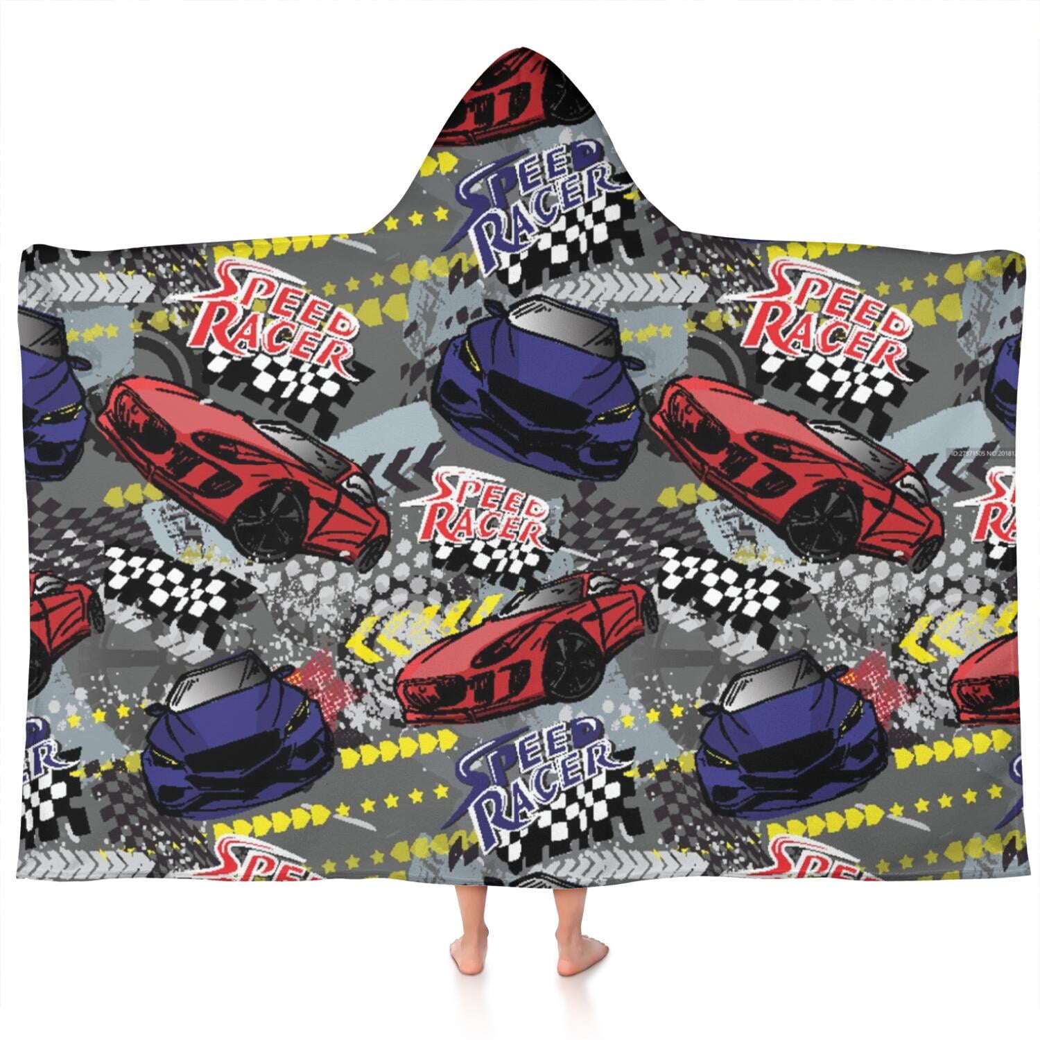 Speed Racer Cars Pattern Hooded Bath Towel，60x35in(150x90cm) for Ages 3 ...