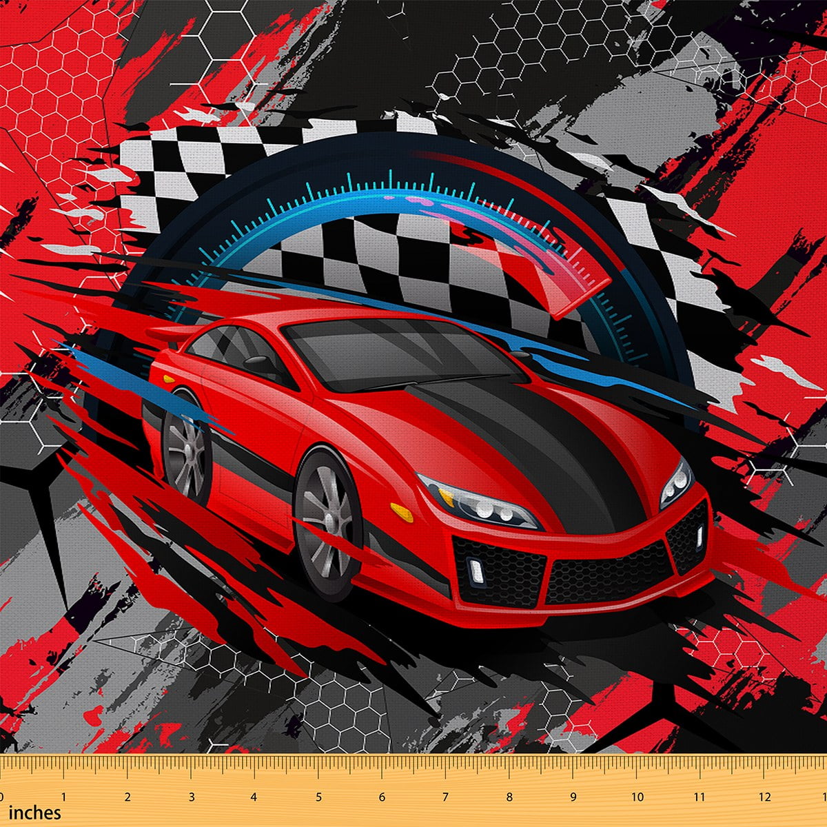 Speed Racer Fabric By The Yard, Racing Car Upholstery Fabric, Tie Dye ...