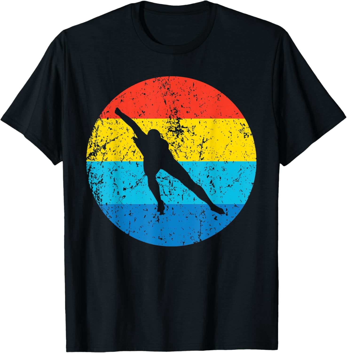 Speed Skating Vintage Speed Skater Retro 1970's Style Circle T-Shirt ...