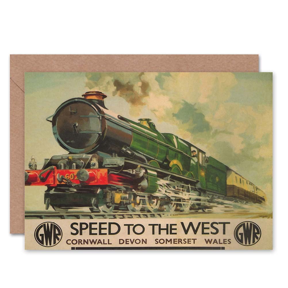 Speed To The West Gwr Steam Train Greetings Card Plus Envelope Blank ...