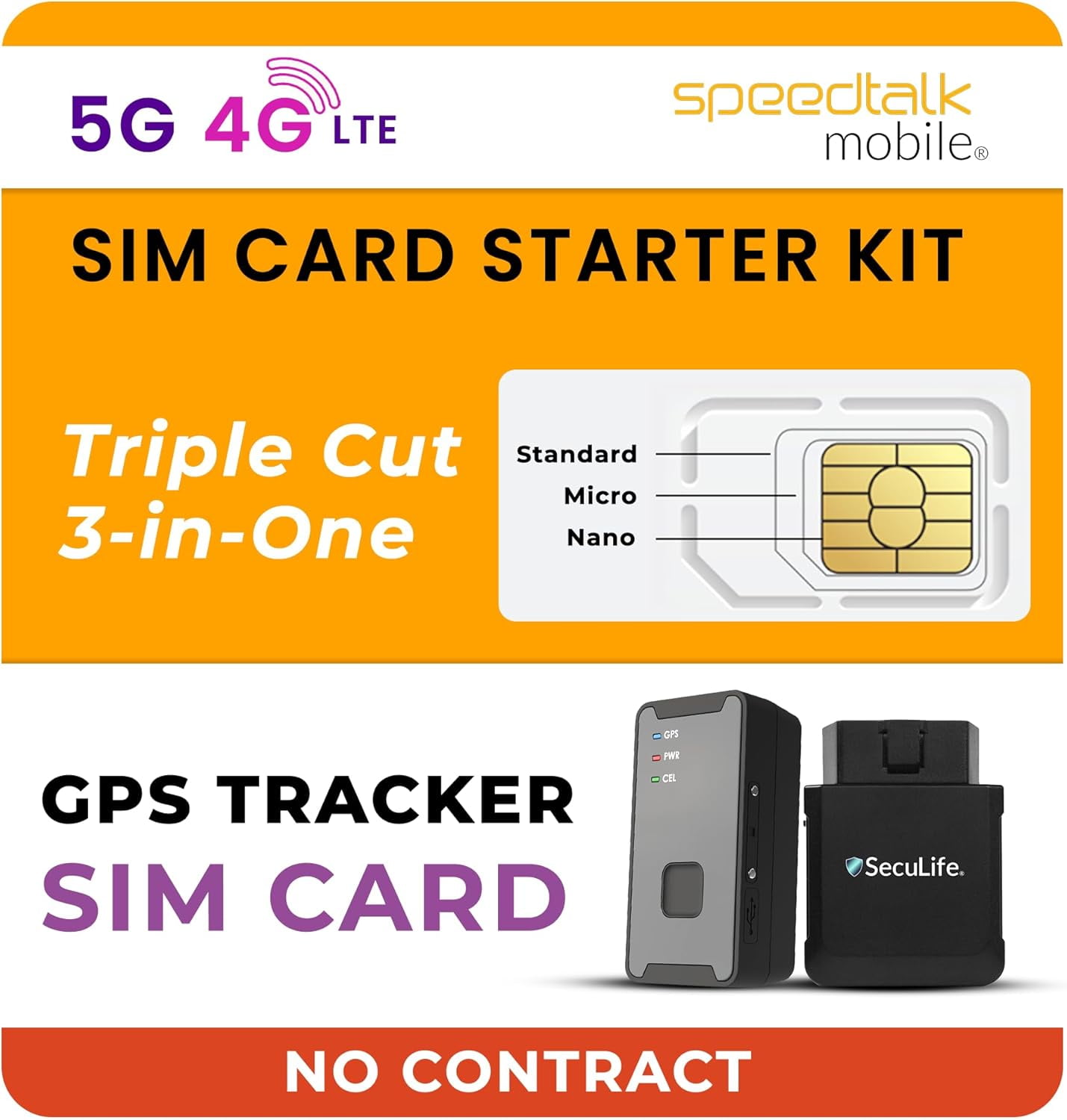 SpeedTalk Mobile GPS Tracker SIM Card Starter Kit | 3 in 1 Universal ...