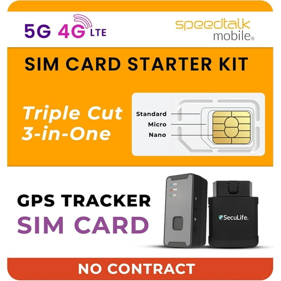 SpeedTalk Mobile GPS Tracker SIM Card Starter Kit | 3 in 1 Universal ...