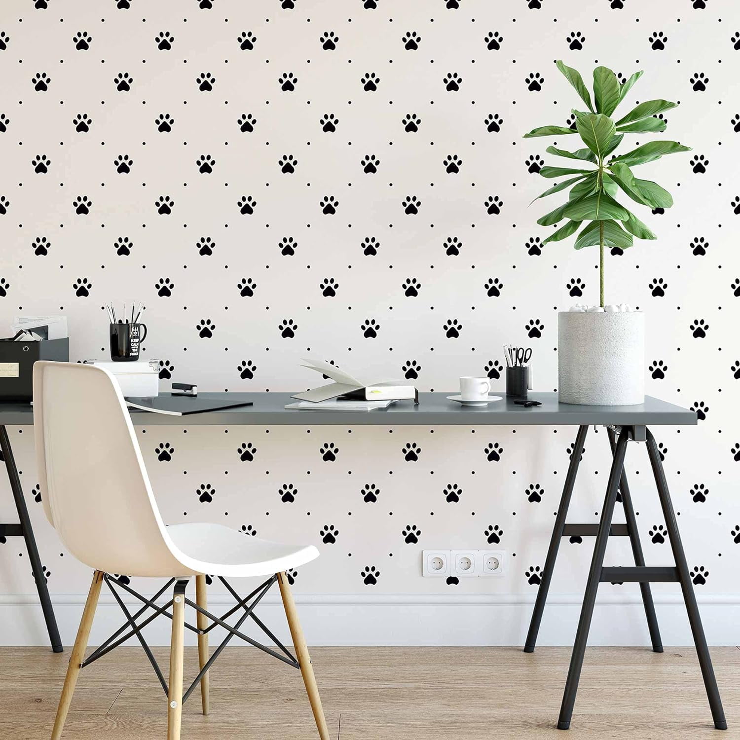 SpeedWallpaper Black and White Dog Peel and Stick Removable Wallpaper ...