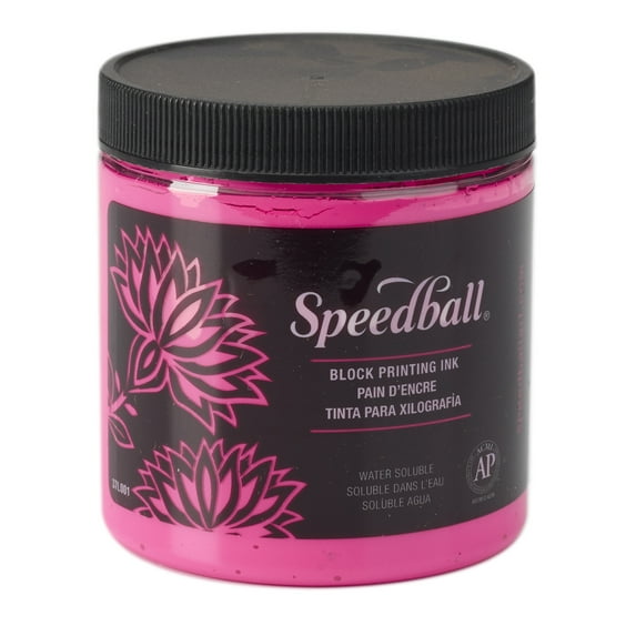 Speedball Block Printing Ink, Water-Based, 8 oz. Jar, Fluorescent ...