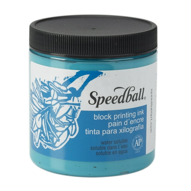 Speedball Block Printing Ink, Water-Based, 8 oz. Jar, Turquoise ...