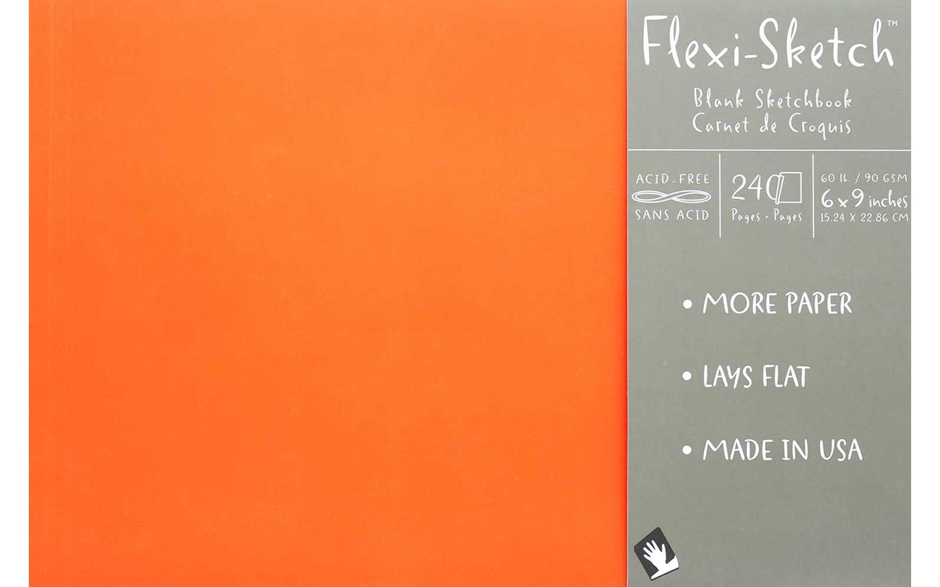 Global Art Flexi-Sketch Blank Sketchbook, 120 Sheets, 6" x 9" Mandarin ...