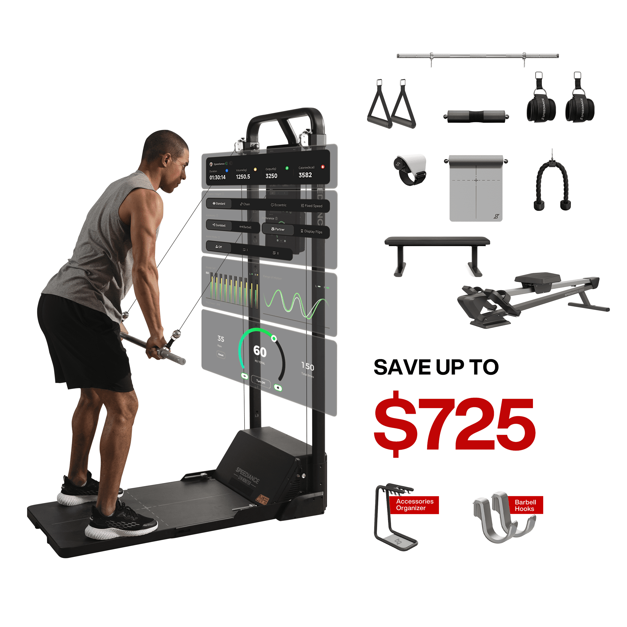 Speediance All-in-One Smart Home Gym, Fitness Trainer Equipment, Full Body Resistance Training ...