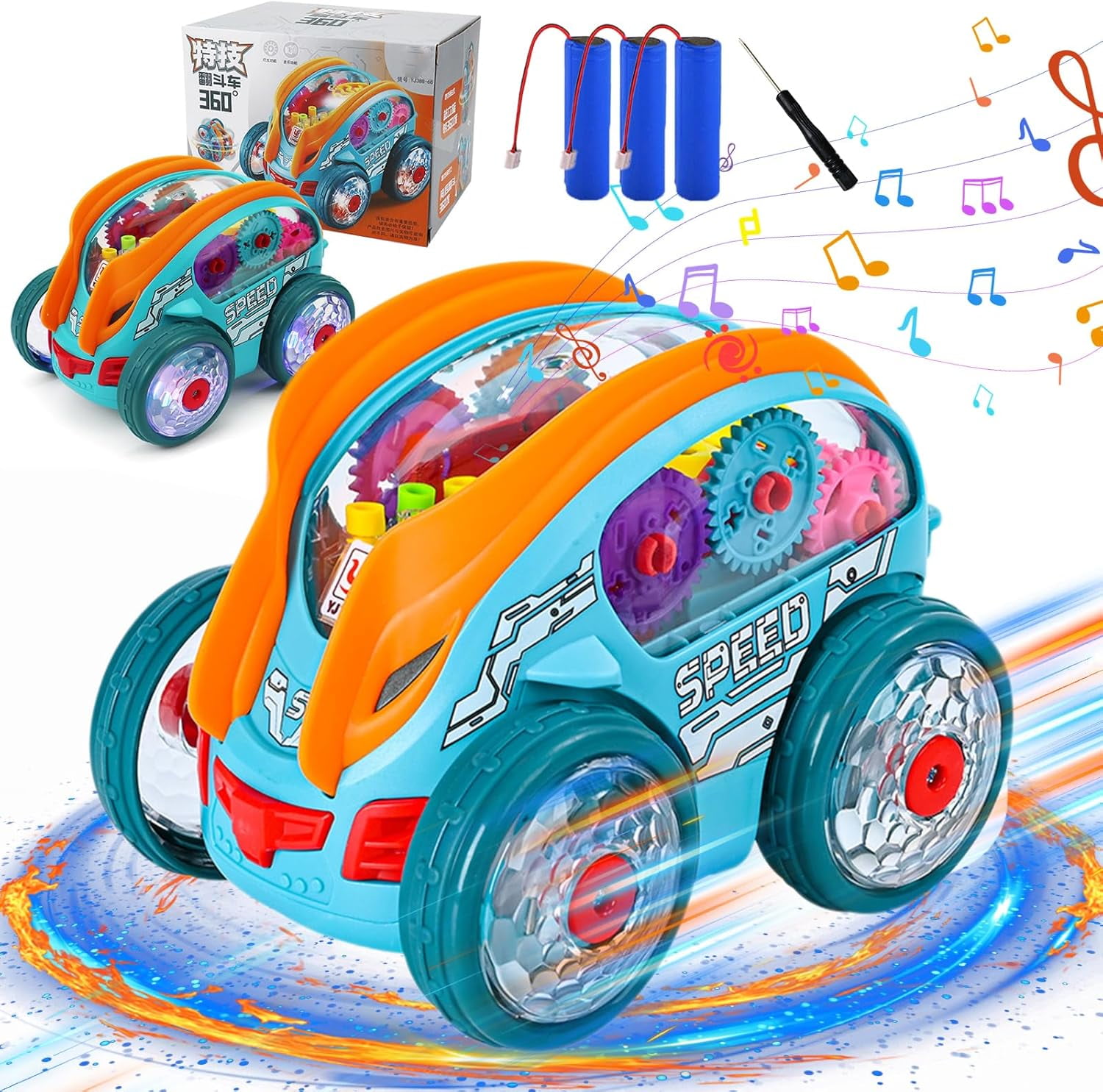 Speedlite Dynamic Gear-Powered Car with LED Lights, Automatic ...