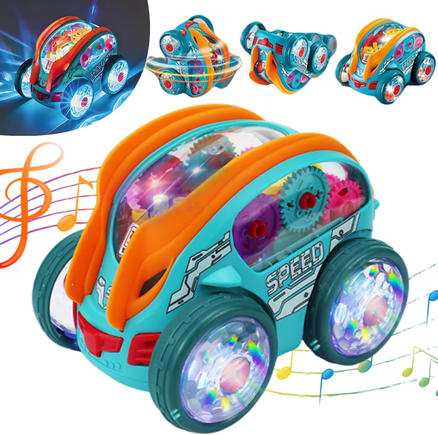 Speedlite Dynamic Gear-Powered Car with LED Lights, Speedlite Toy Car ...