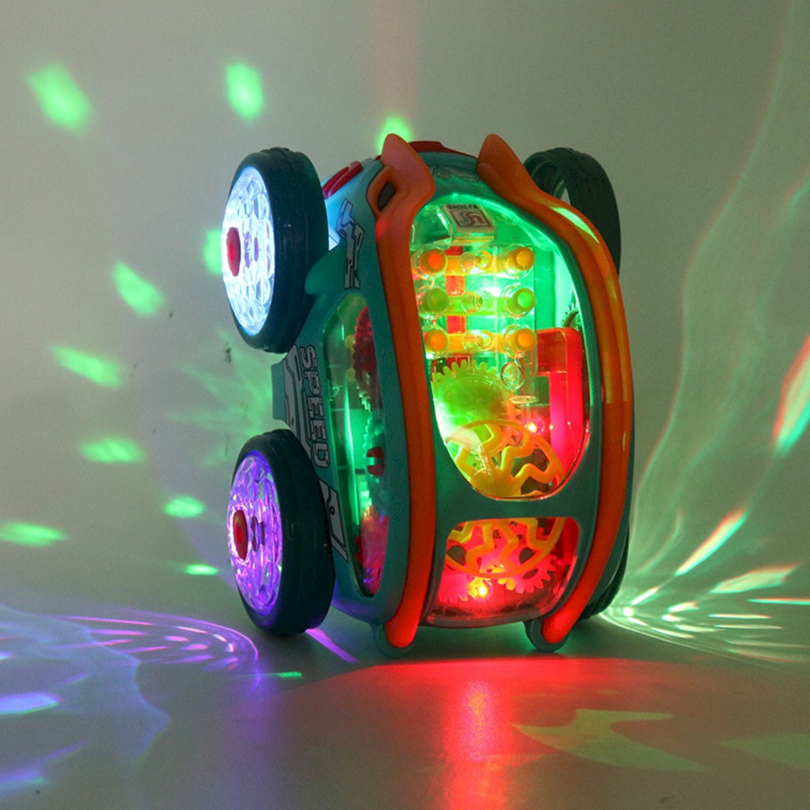 NMMUED Light Up Cars Dynamic Gear Powered Car Transparent Sensory bump ...
