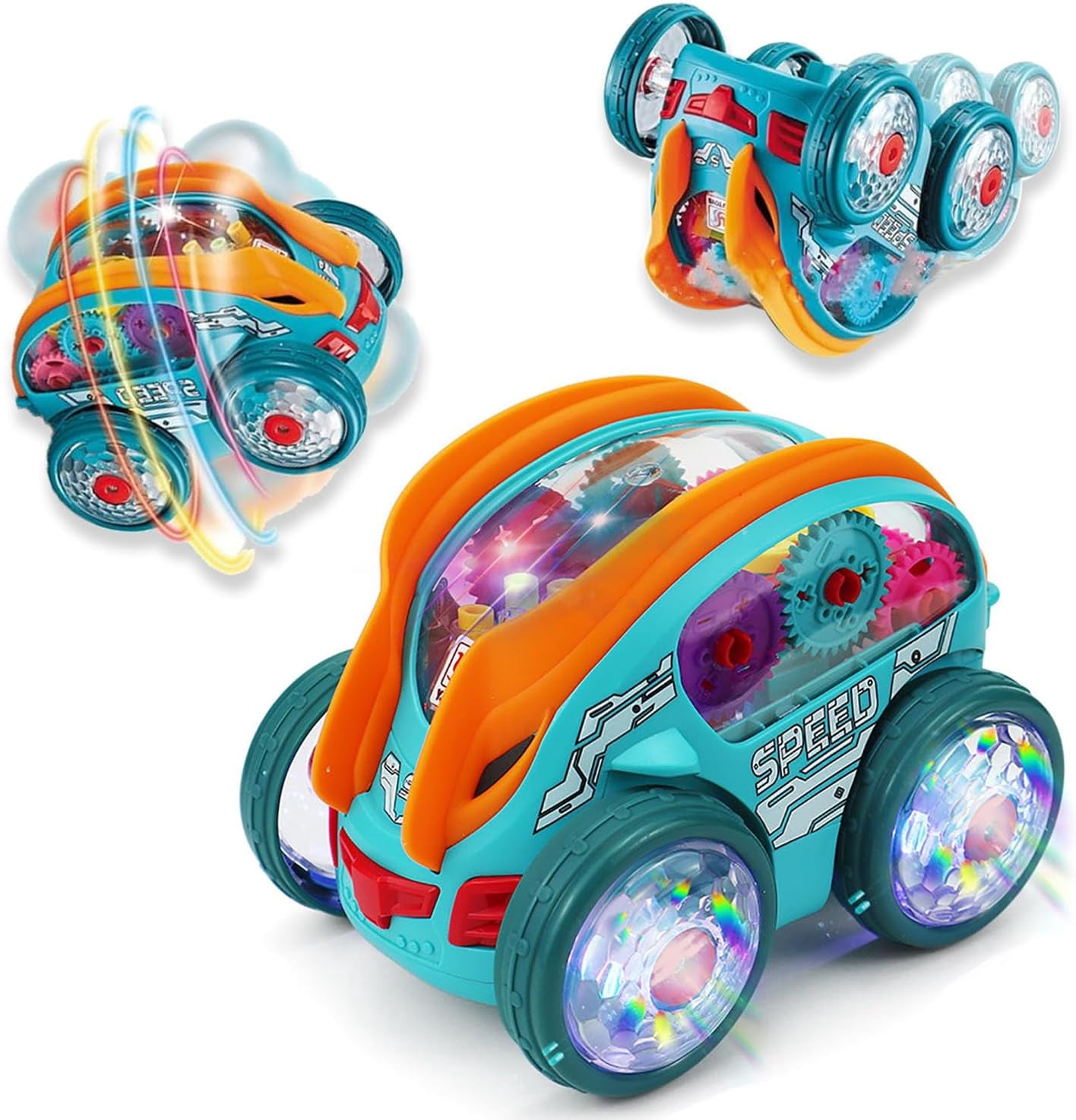 Speedlite Dynamic Gear-Powered Car with Led Lights, Rechargeable with ...