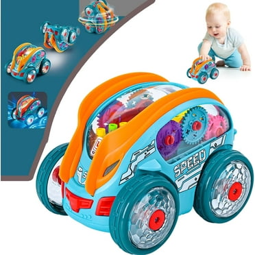 ArtCreativity Light Up Sensory Car Toy – Bump & Go Gear Car with Music ...