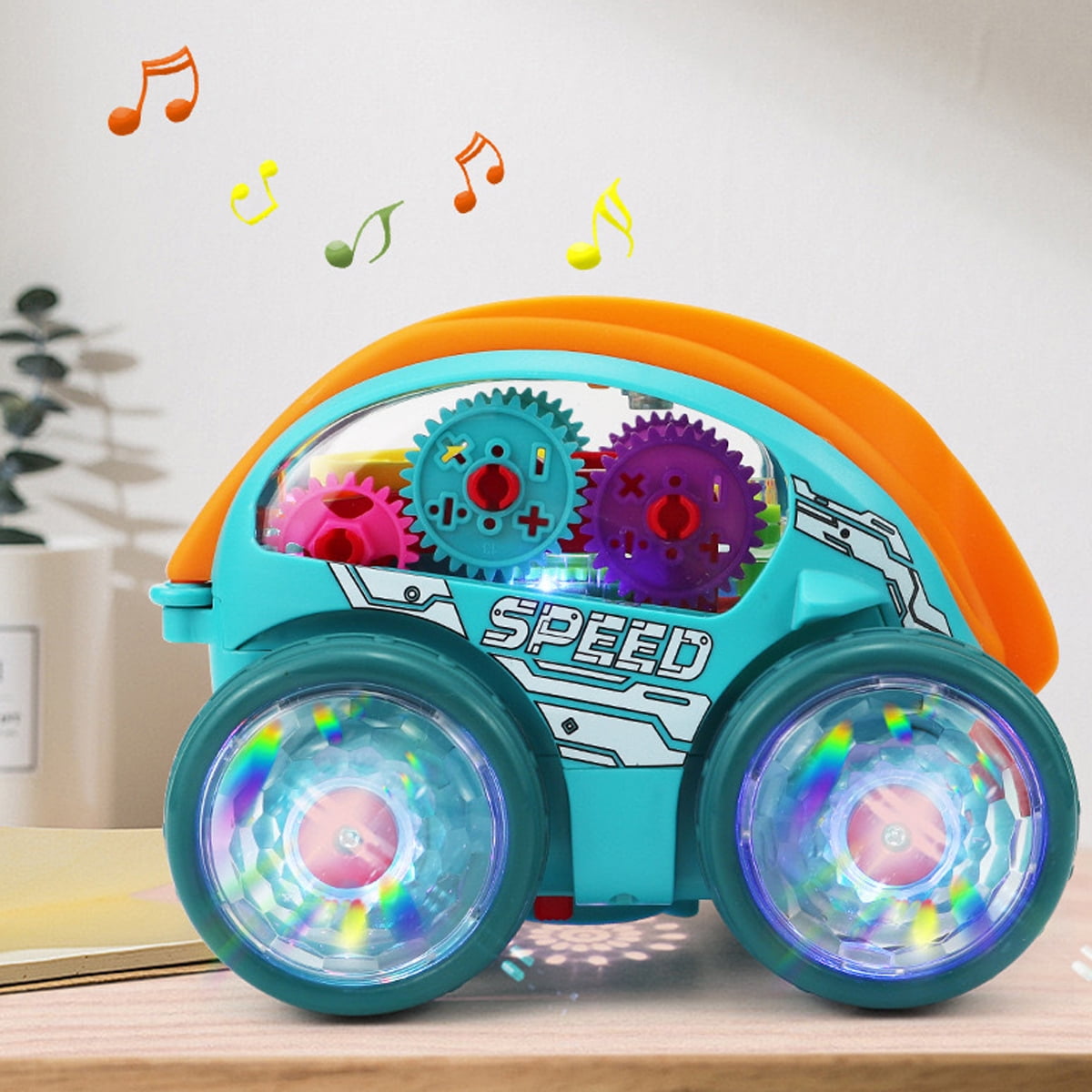 Speedlite Dynamic Gear-Powered Car with Led Lights,Light Up Toy Car for ...