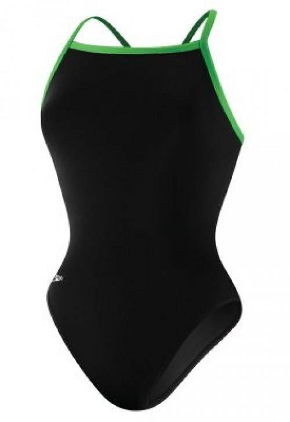 Speedo 819016 Womens Solid Flyback Training Suit, Black/Bright Green ...